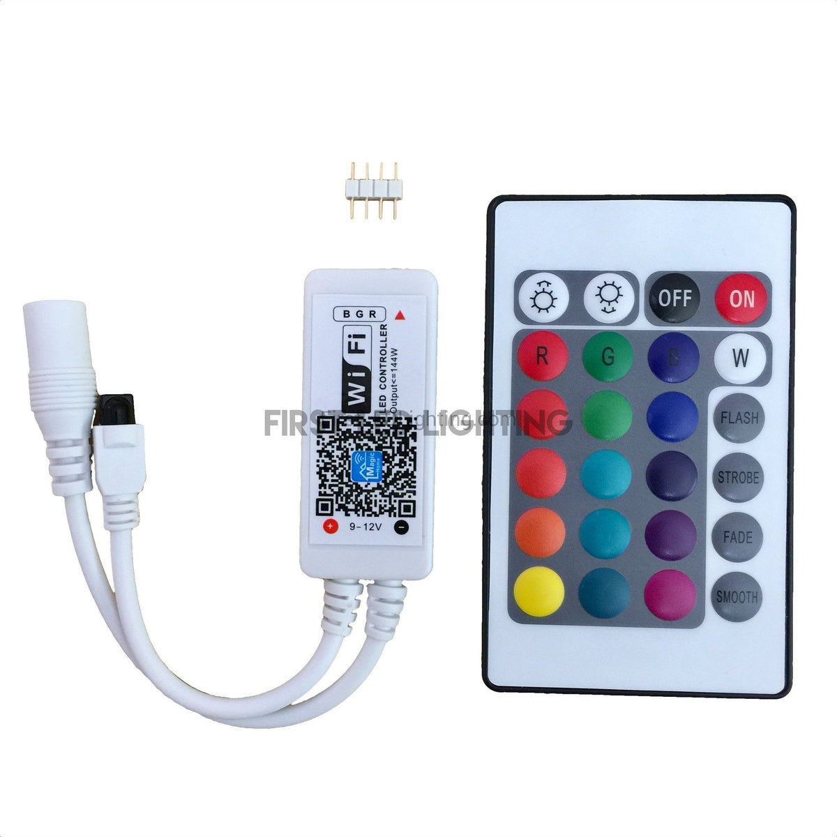 RGB WIFI Controller with 24-Key IR Remote – First LED Lighting